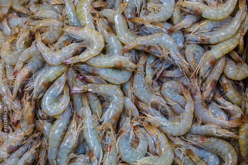 Pile Of Pacific White Shrimp,Litopenaeus Vannamei At The Fish Market ...