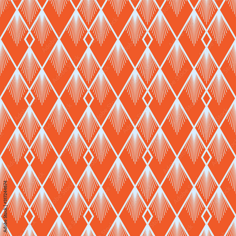 Art Deco vector semless pattern. Vintage decorative summer orange ...