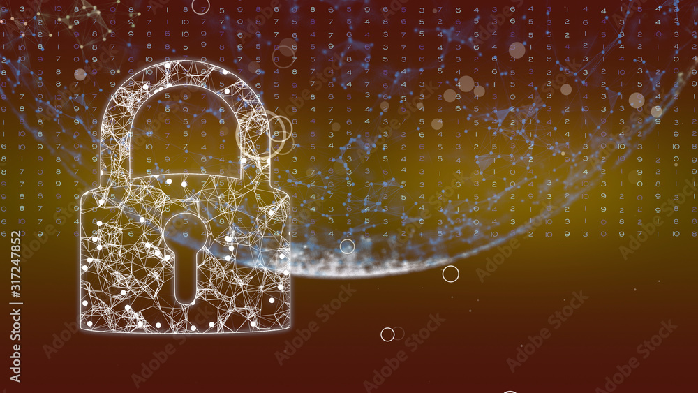 New seamless looping animation with closed padlocks and rows of numbers ...