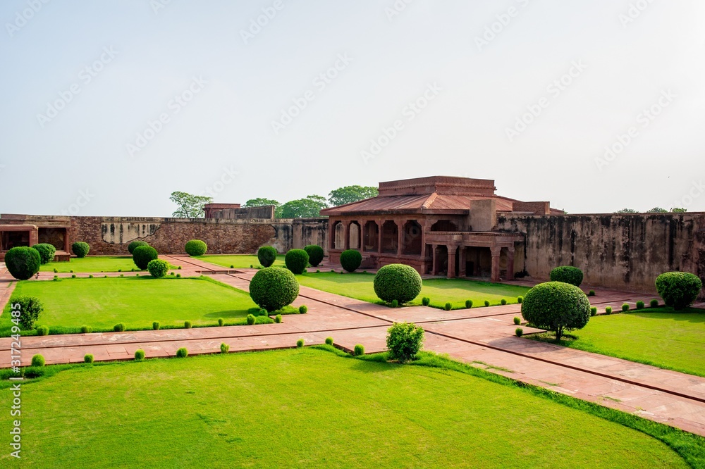 Courtyard at Panch Mahal (Five Level Palace) monument in Fatehpur Sikri ...