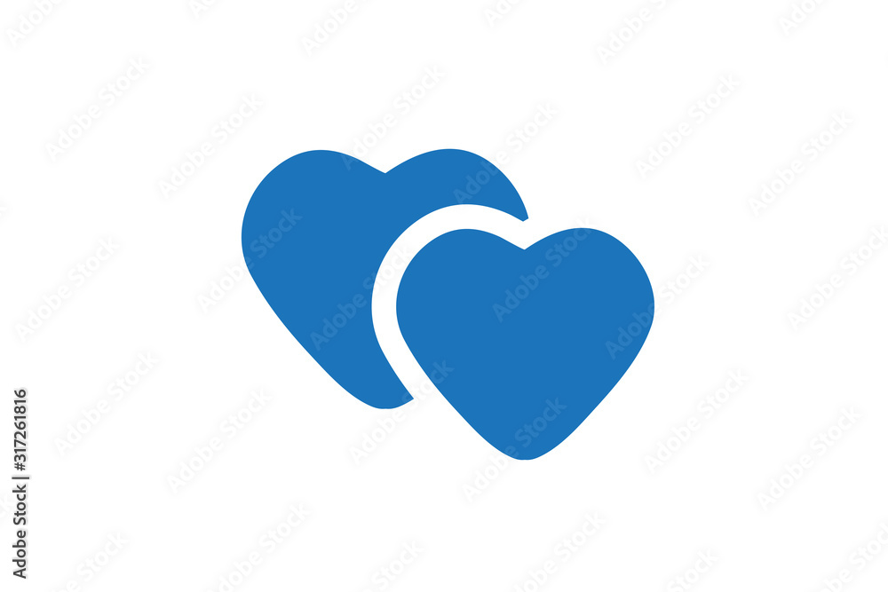 Two hearts icon vector blue color Stock Vector | Adobe Stock