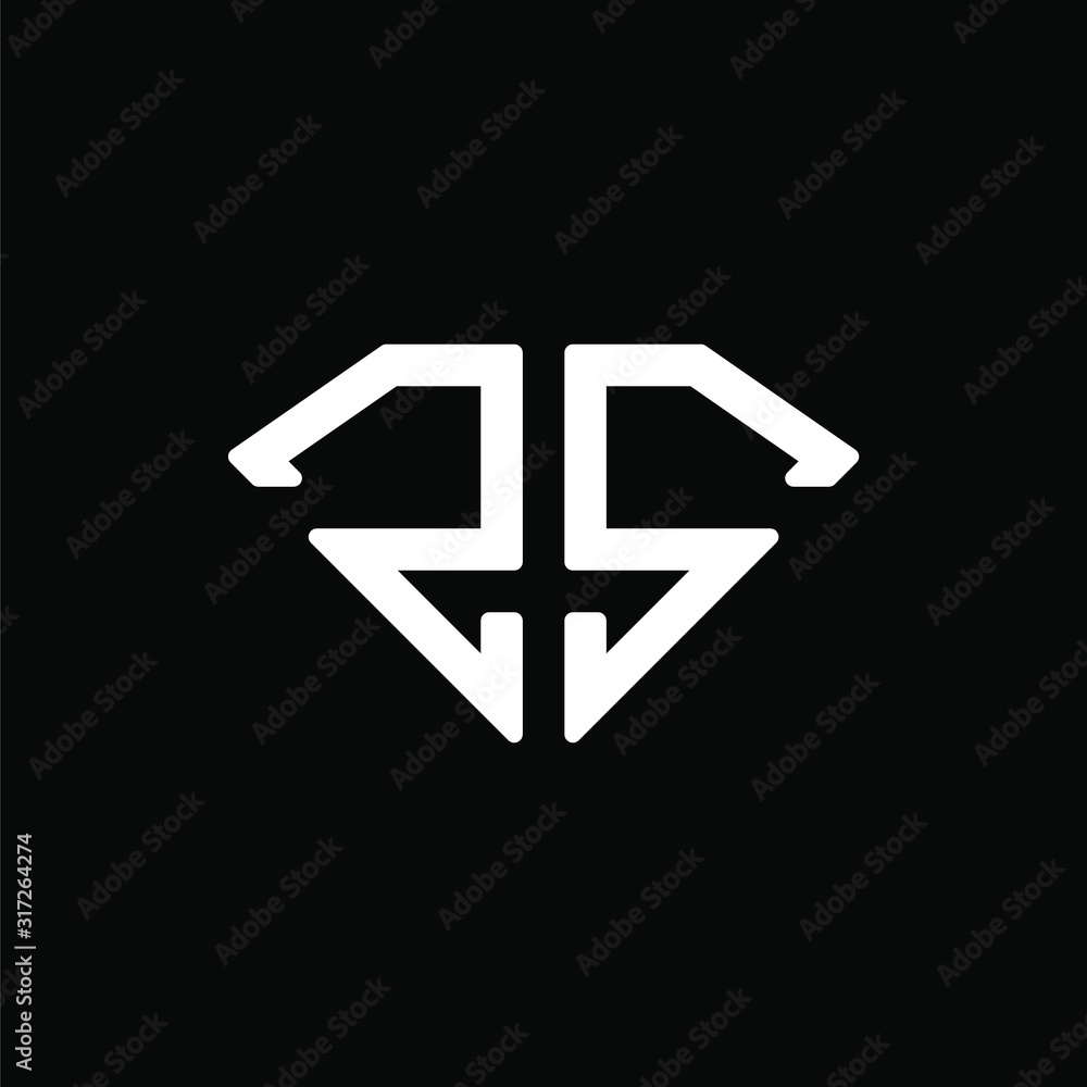 Initial letter double S logo template with diamond shape line art ...