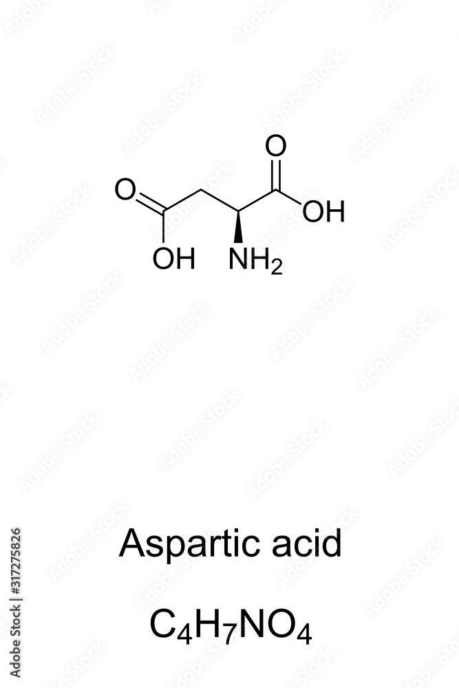 Vetor de Aspartic acid molecule, skeletal formula. Structure of Asp ...