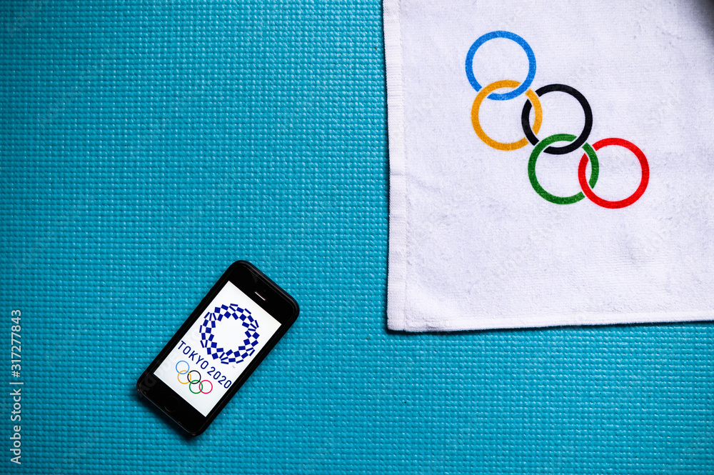 TOKYO, JAPAN, JANUARY. 20. 2020: Logo of the XXXII Summer Olympics ...