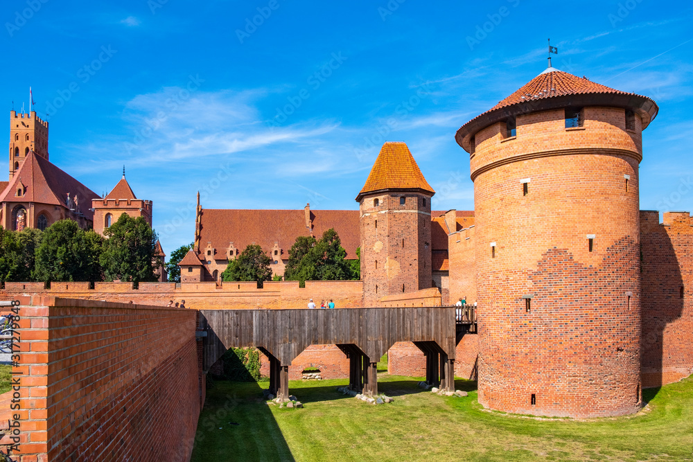 Panoramic view of the medieval Teutonic Order Castle in Malbork, Poland ...