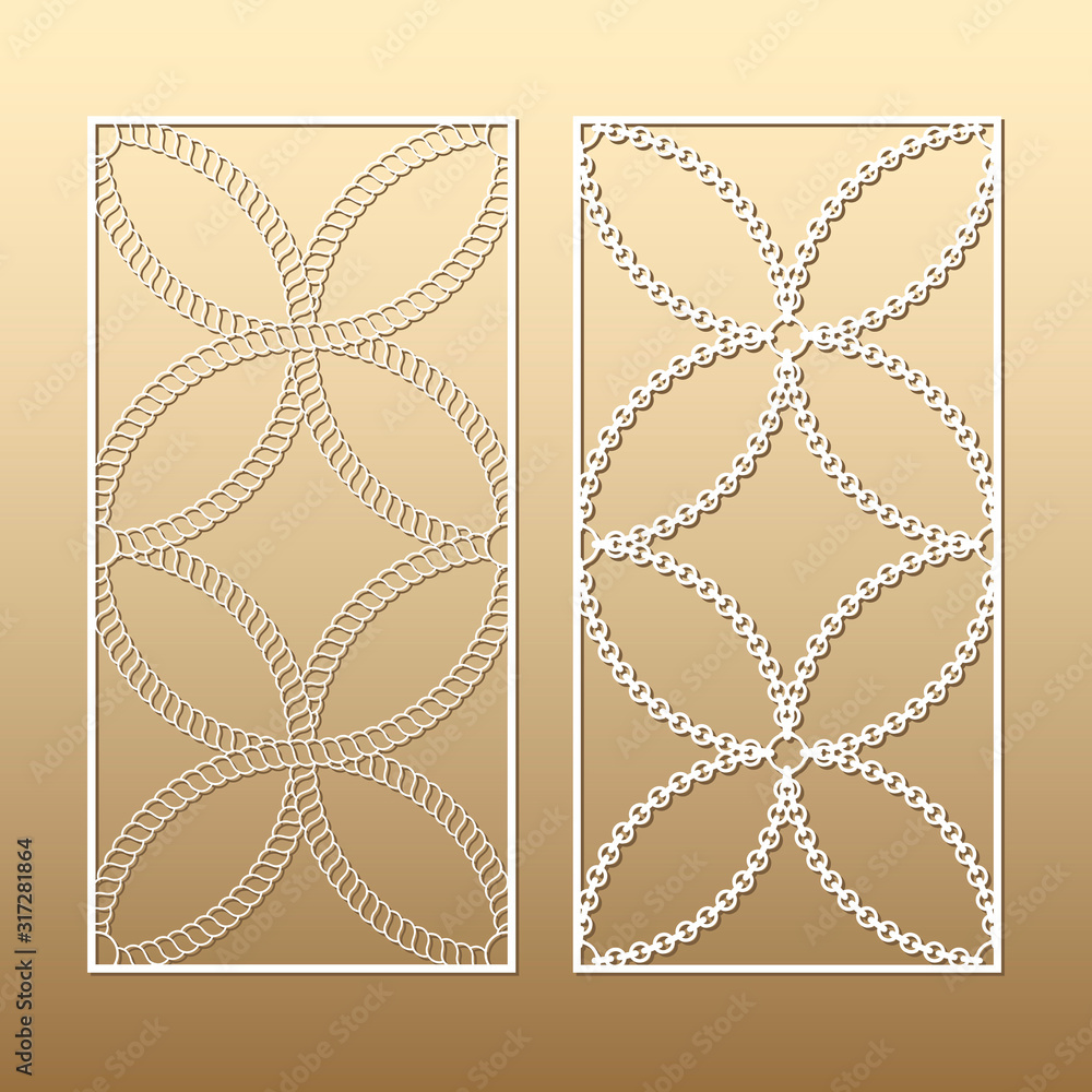 Laser cut vector panels (ratio 2:1). Cutout silhouette with ropes and ...