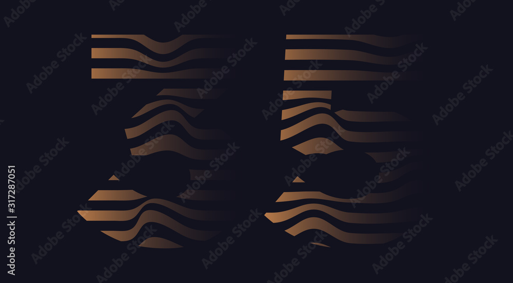 Thirty five 35 number vector font alphabet, modern dynamic luxury flat ...