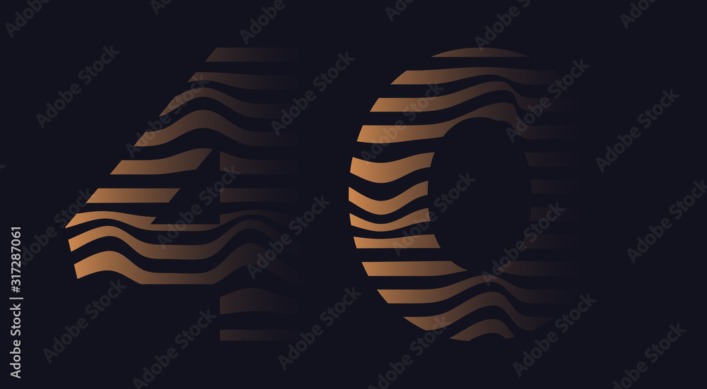 Forty 40 number vector font alphabet, modern dynamic luxury flat design ...