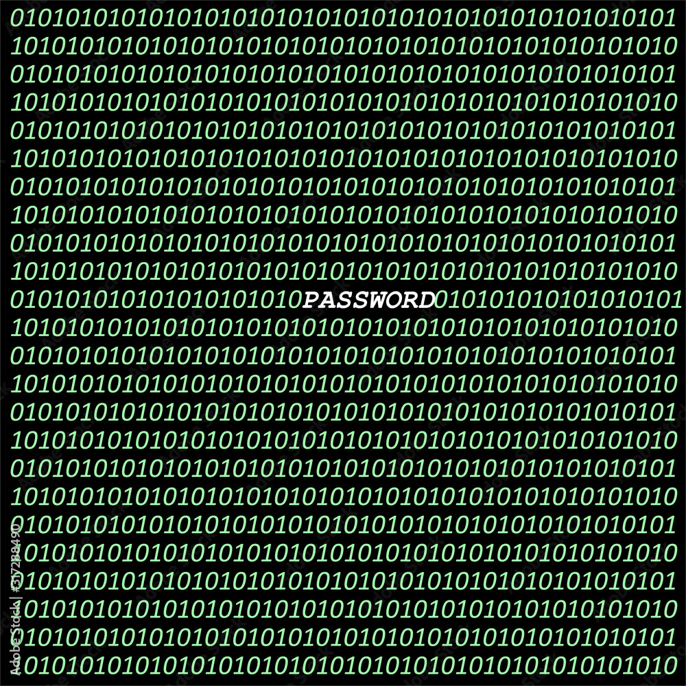 Binary Code And Password Text On Black Password Security Sign Steal A