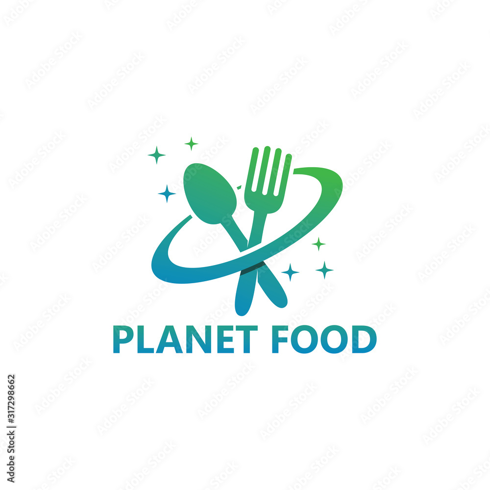 Planet Food Logo Template Design Stock Vector | Adobe Stock