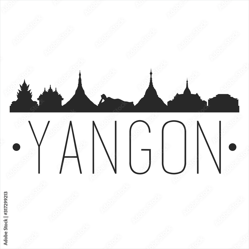 Yangon Myanmar. City Skyline. Silhouette City. Design Vector. Famous ...