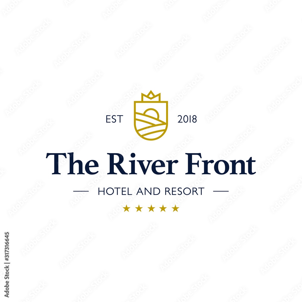 Hotel and Resort logo. The River hotel vector illustration. Logo for ...