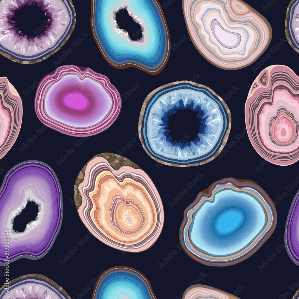 Vector seamless pattern with geode and agate cuts Stock Vector | Adobe ...