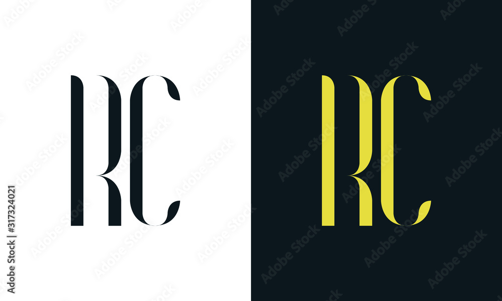 Abstract line art letter RC logo. This logo icon incorporate with two ...