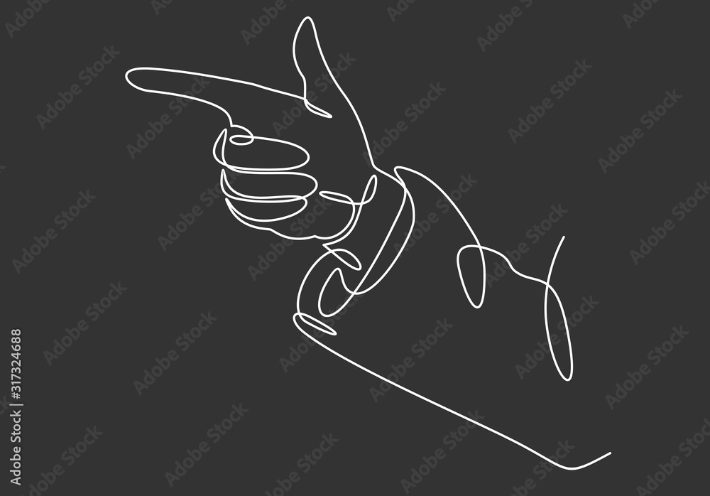 Hand drawn pointing finger illustration -continuous line drawing. Stock ...