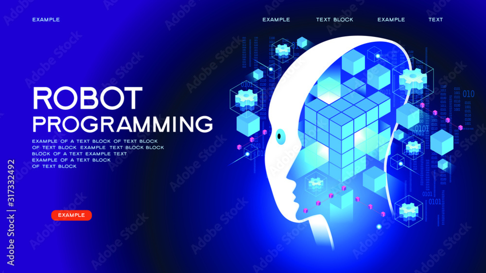 Neural network. Deep learning. Artificial intelligence concept. Robot ...