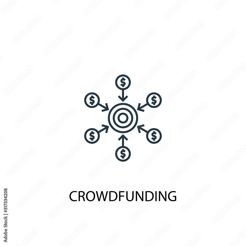 Crowdfunding concept line icon. Simple element illustration ...