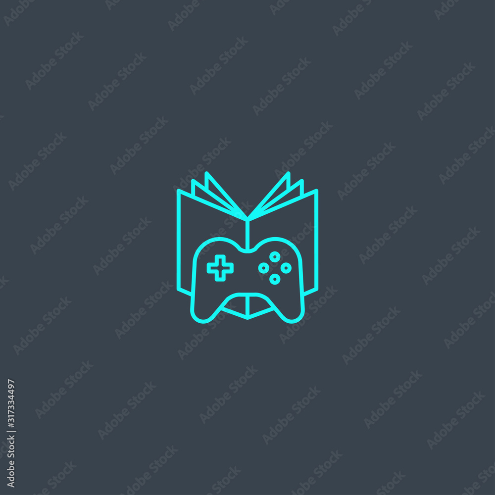 Game-based Learning concept blue line icon. Simple thin element on dark ...