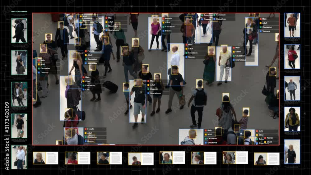 Vidéo Stock Surveillance Interface Using Artificial Intelligence And Facial Recognition Systems