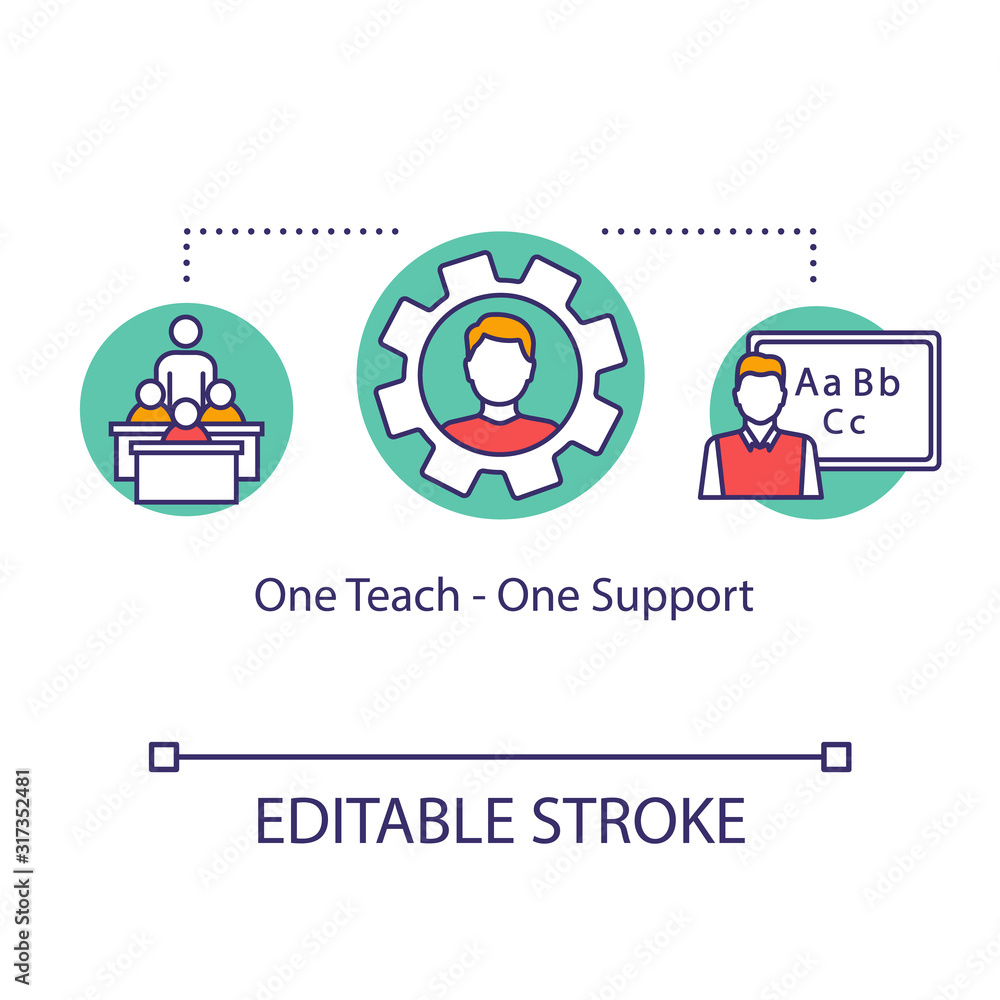 One teach - one support concept icon. Special teaching program ...