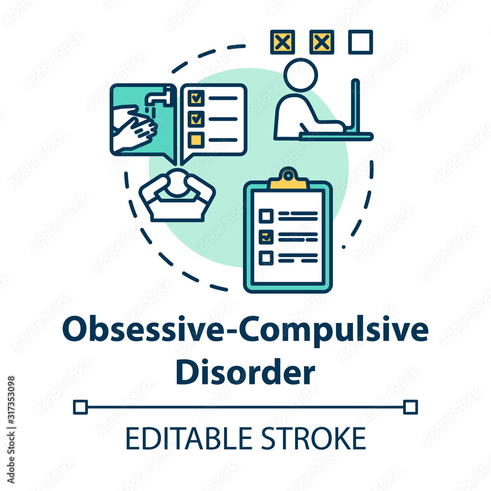 Obsessive compulsive disorder concept icon. OCD. Mental illness ...