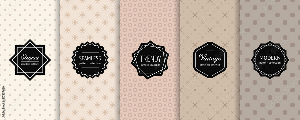 Vector minimalist geometric seamless patterns collection. Set of ...
