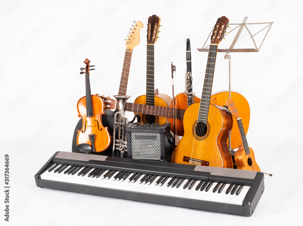 musical instruments in white background Stock Photo | Adobe Stock