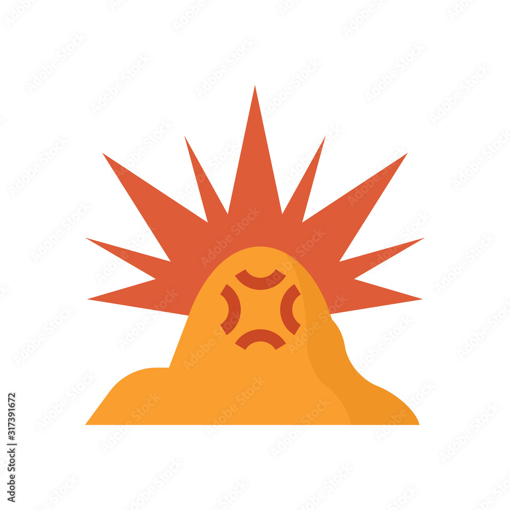 Blasting in open cast quarry vector icon. Include smoke, dust ...