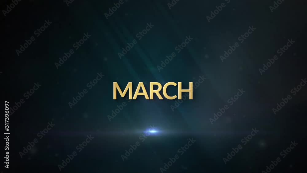 Luxurious months of the year presentation with motion in gold. March ...