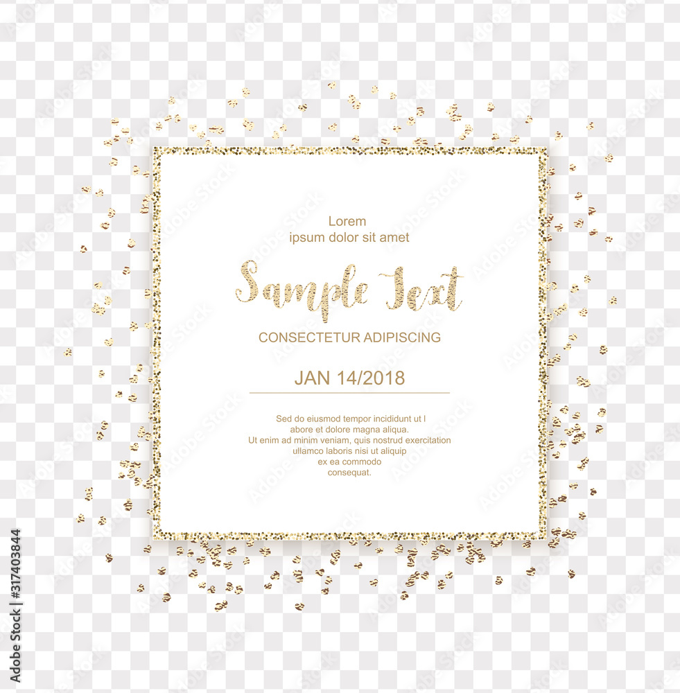 Gold glitter frame isolated on transparent background. Stock Vector ...
