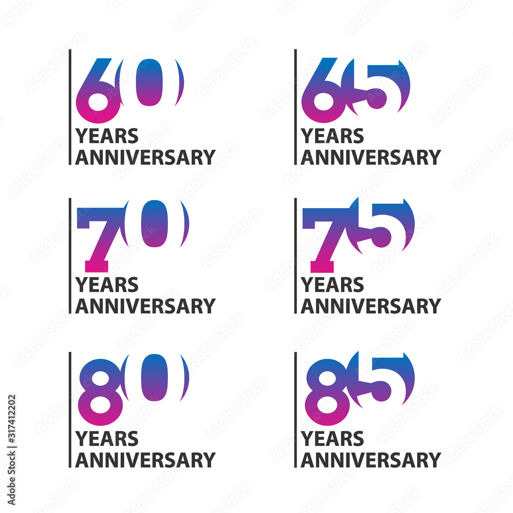 Vector set of anniversary number signs, symbols.years jubilee design ...