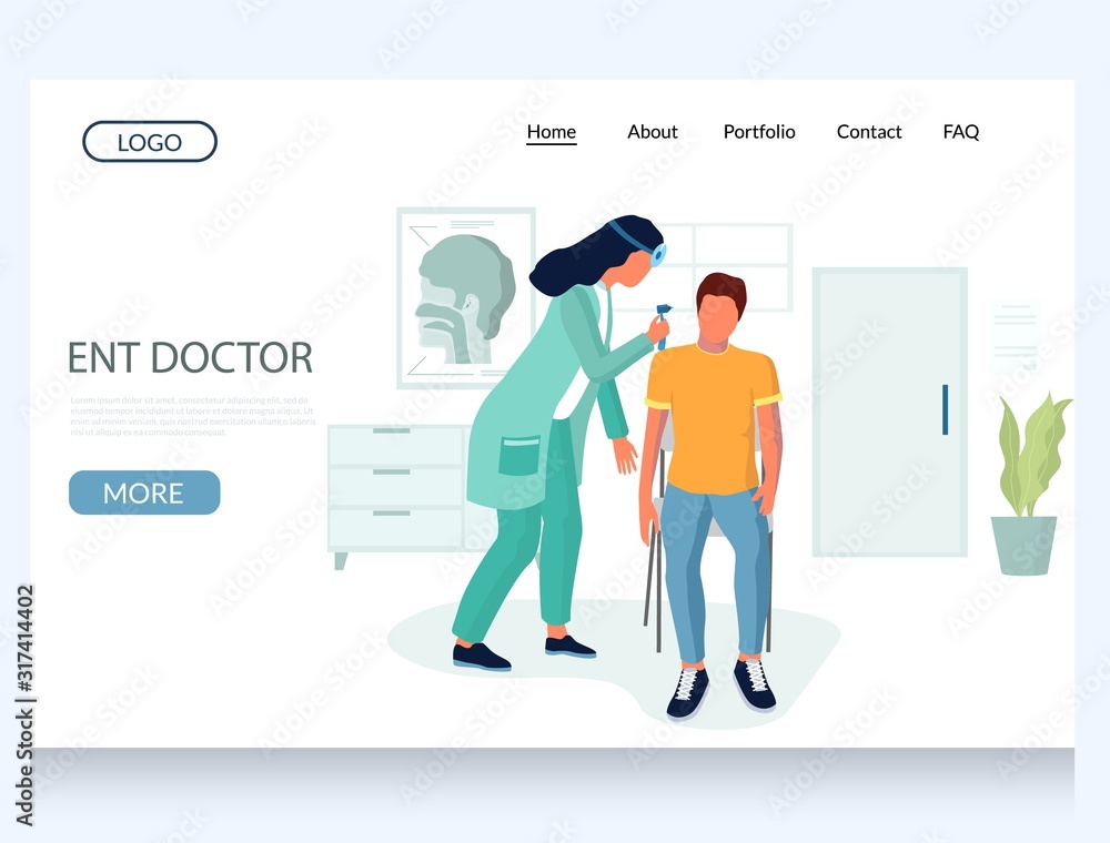 Ent doctor vector website landing page design template Stock Vector ...