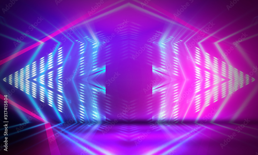 Ultraviolet abstract light. Diode tape, light line. Violet and pink ...