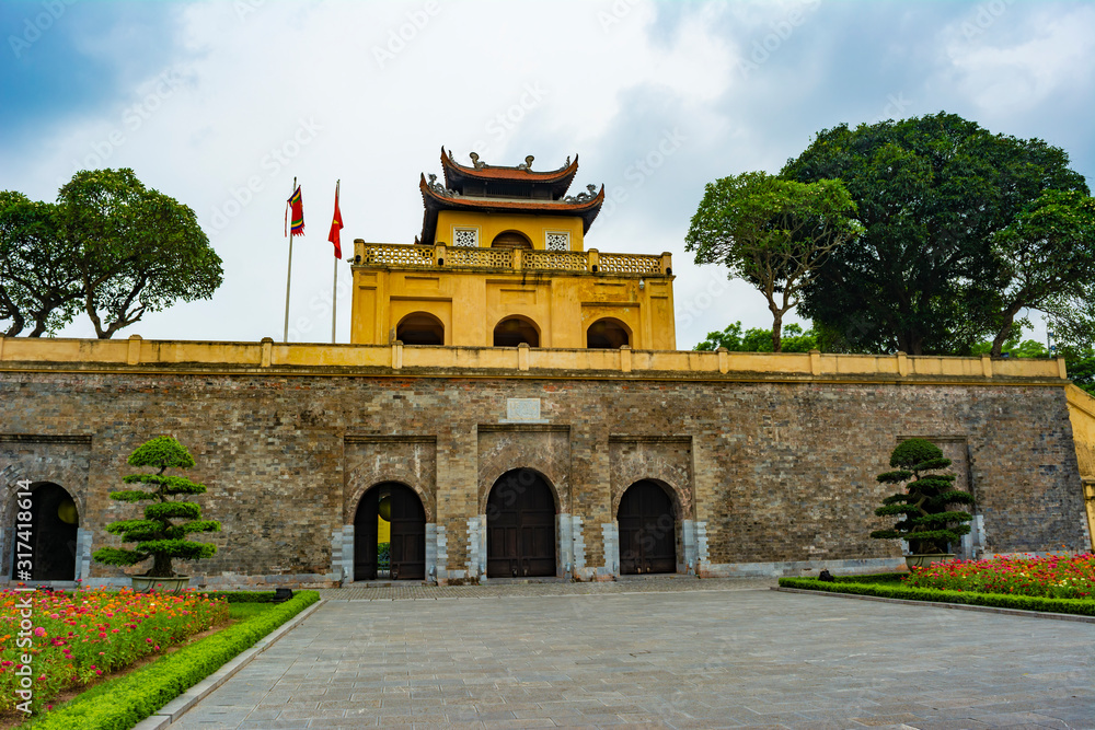 Thang Long Imperial Citadel in Hanoi, Vietnam; photographed in a cloudy ...