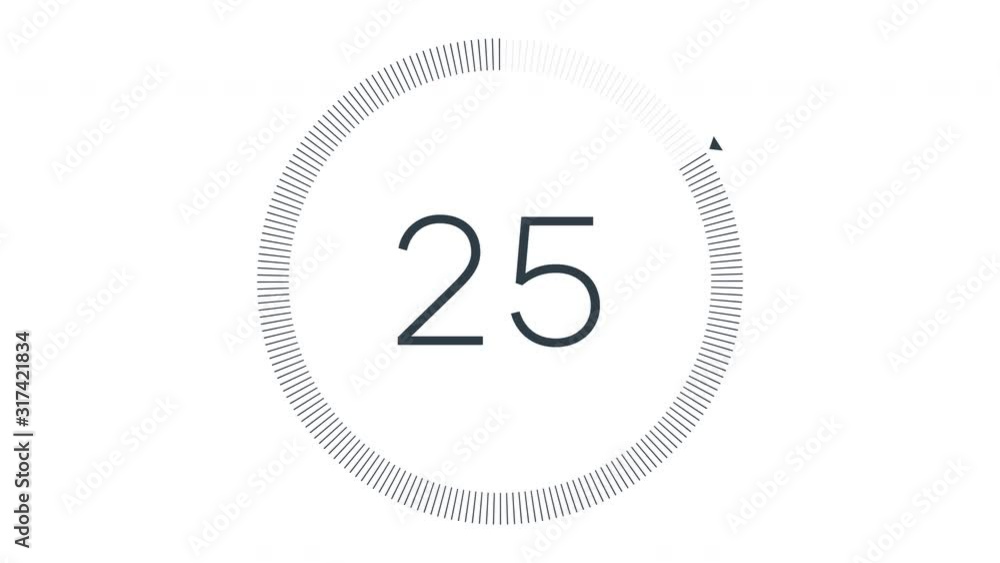 Minimal countdown timer animation from 30 to 0 seconds. Modern flat ...