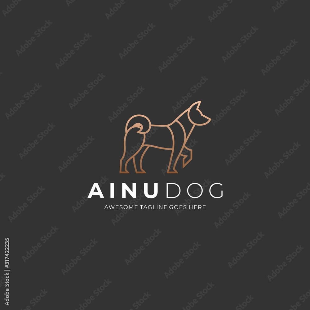 Vector Logo Illustration Ainu Dog Elegant Line Art Stock Vector | Adobe ...