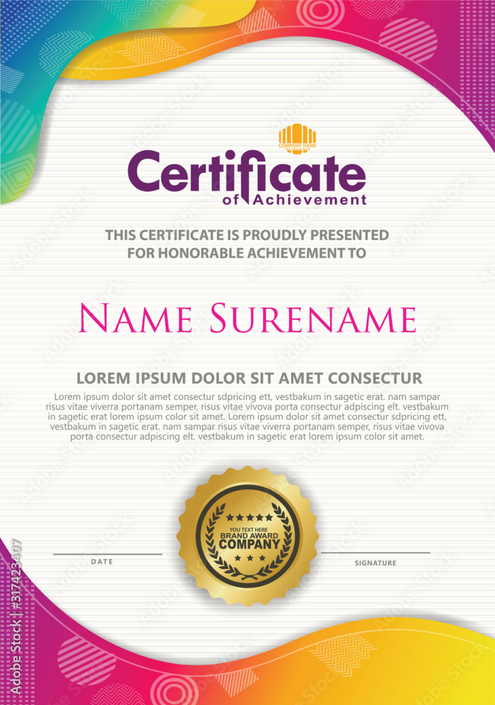 Certificate template with texture modern pattern background, Stock ...