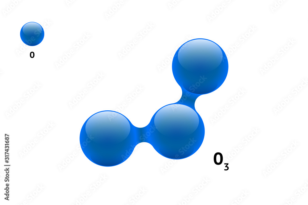 Chemistry model molecule ozone O3 gas scientific element formula ...