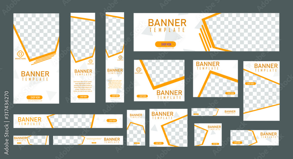 set of creative web banners of standard size with a place for photos ...