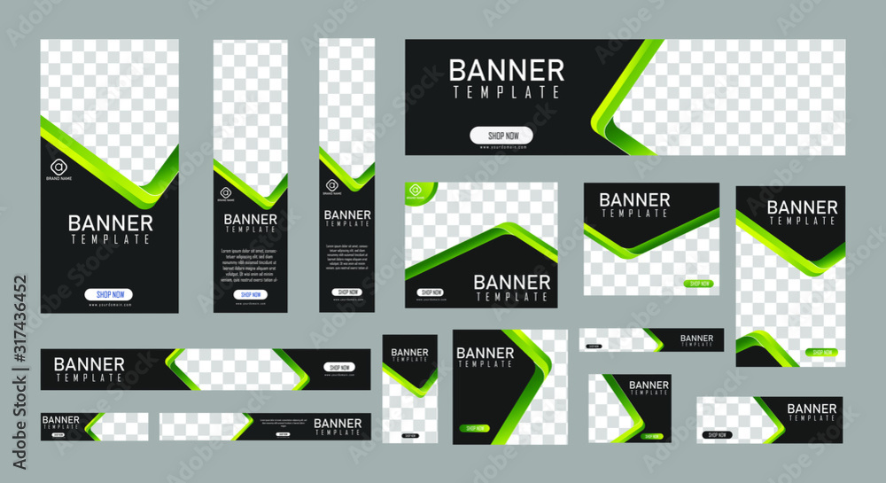 set of creative web banners of standard size with a place for photos ...