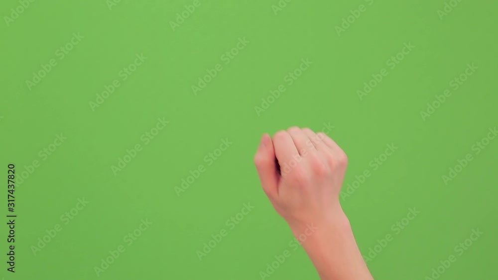 Hand knocking on the green screen. Single handed gesture. Chromakey ...