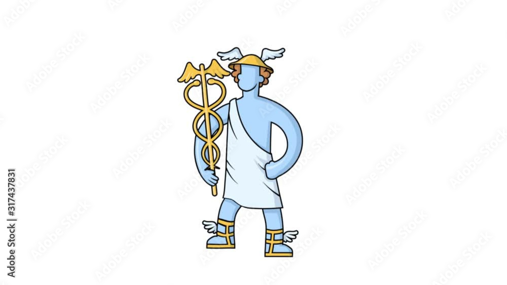 Looping animation of Greek god Hermes on white background with alpha ...