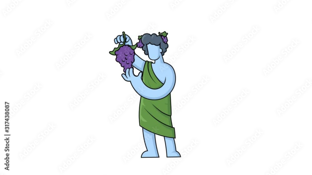 Looping animation of Greek god Dionysus on white background with alpha ...