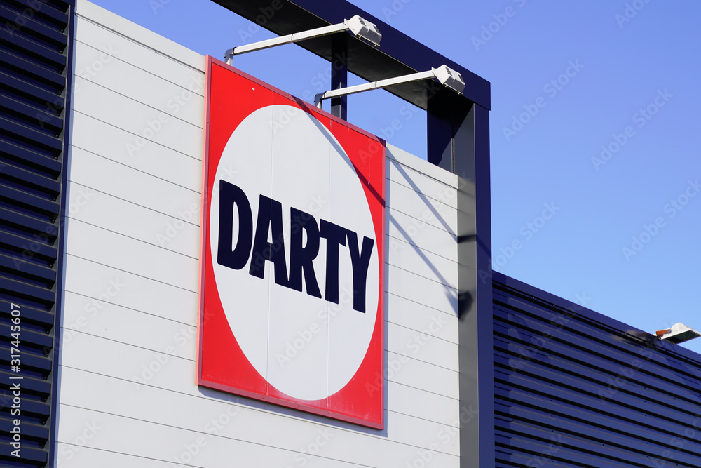 Darty Logo on building facade shop french sign store in street Stock ...