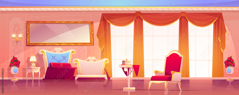 Palace room royal empty interior in classical empire style, luxury ...