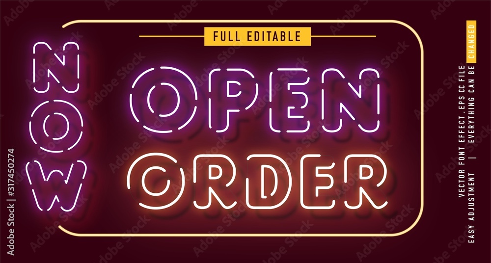 neon text effect that can be edited easily, letters are bright and ...