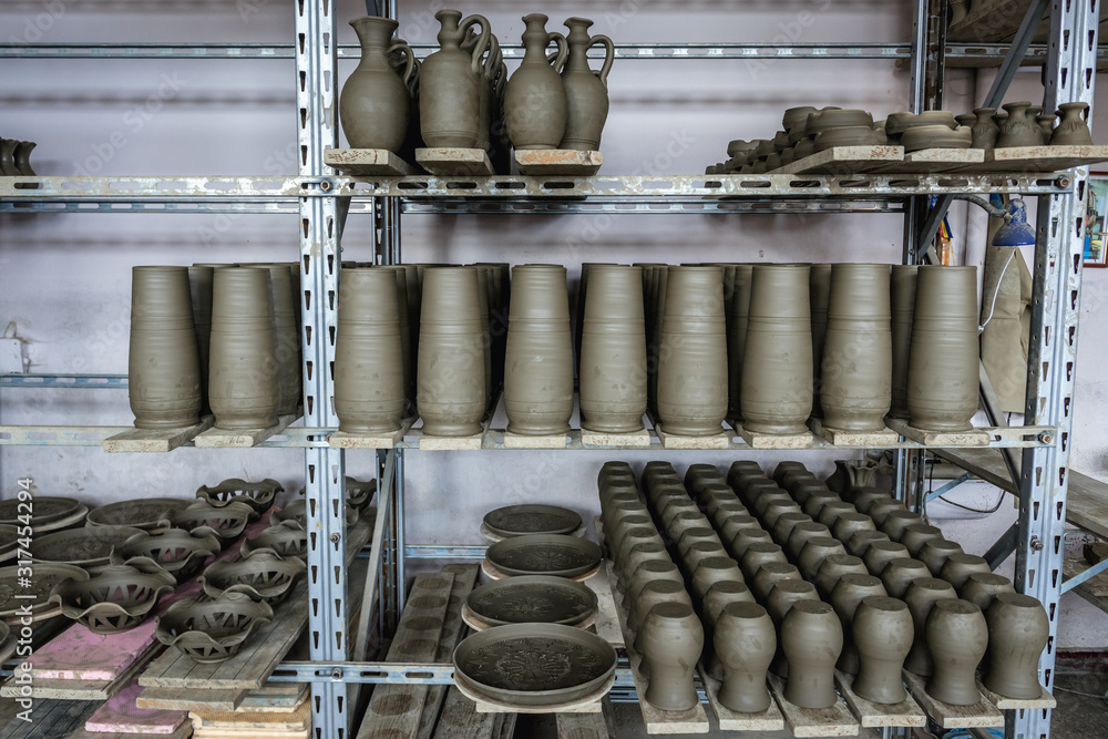 Ceramic vessels in the Romanian village of Marginea, famous for the traditional production of ...