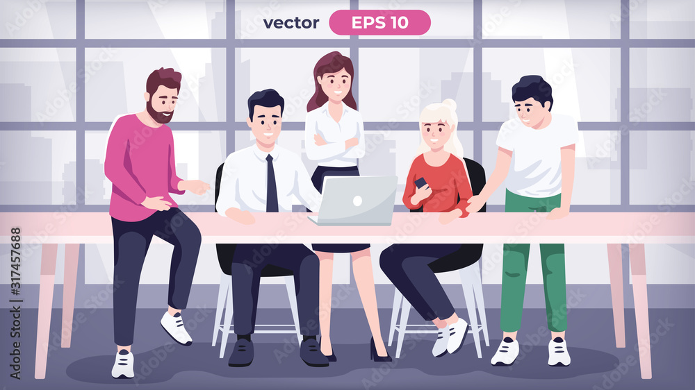 Office team. Teamwork. Businessman set. Man in the workplace interior ...