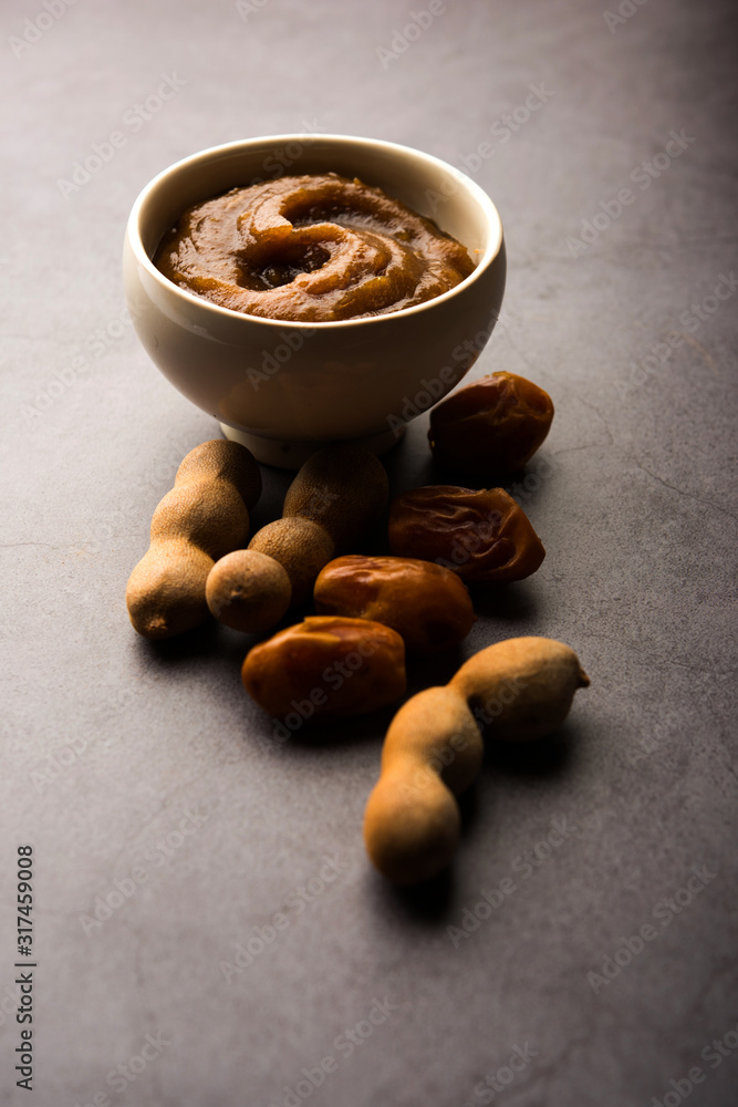 Dates Tamarind Chutney - Khajoor crushed to paste and mixed with Imli ...