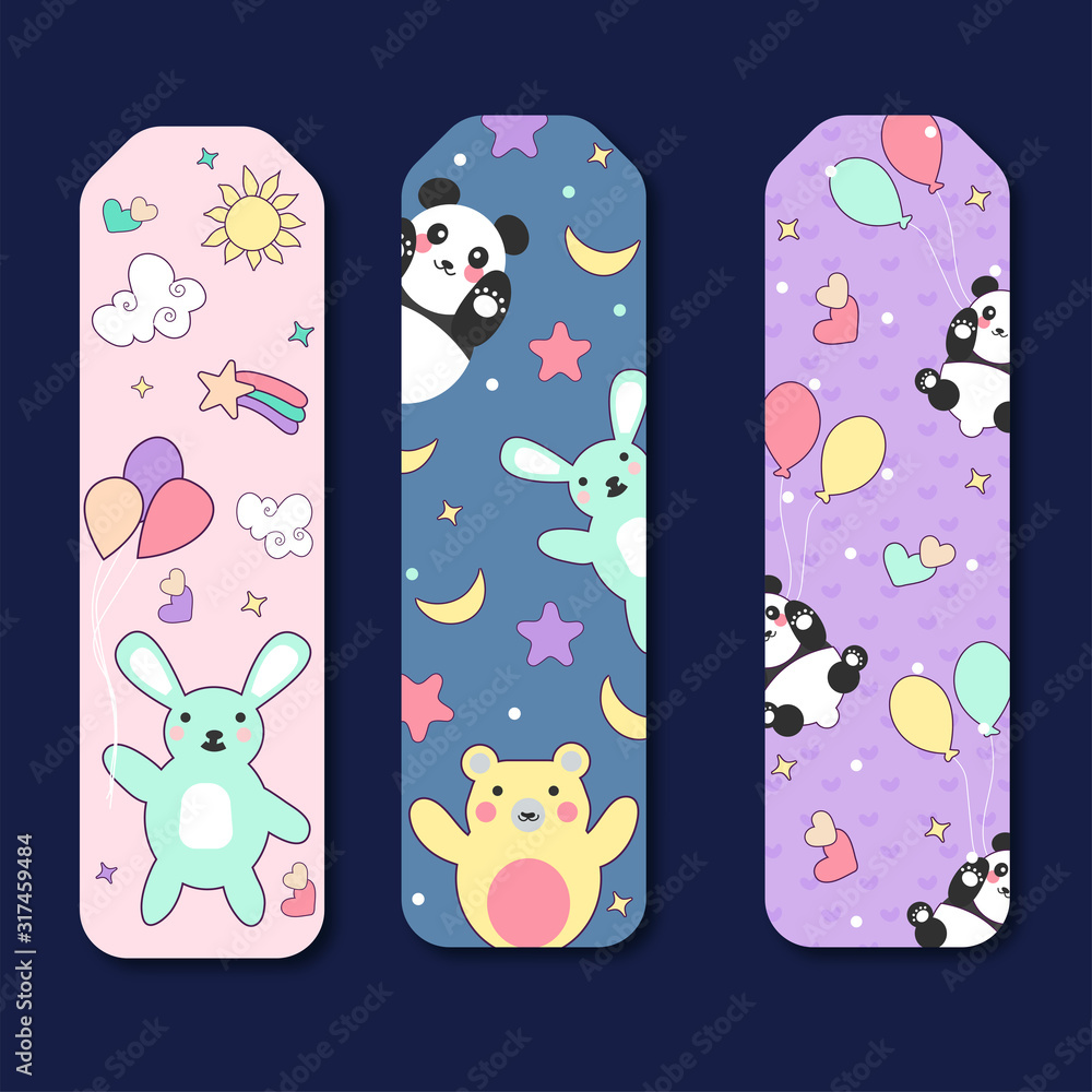 Colorful Printable Bookmarks Set. Stock Vector | Adobe Stock